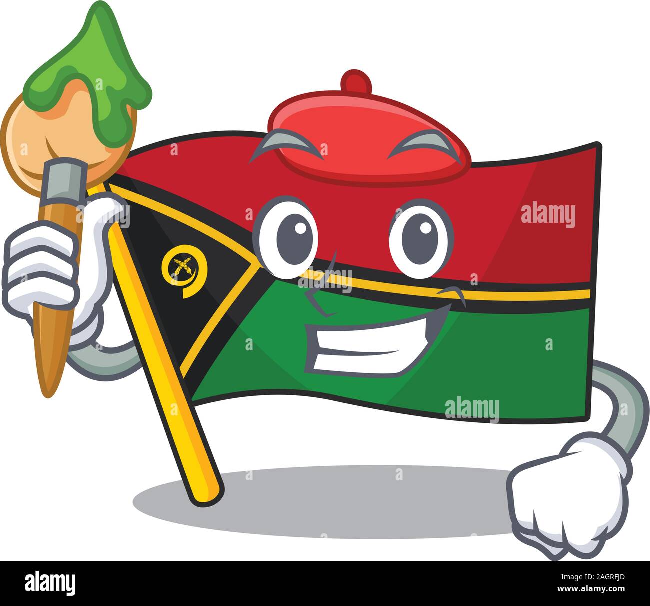 Funny flag vanuatu Scroll Artist cartoon character holding brush Stock ...
