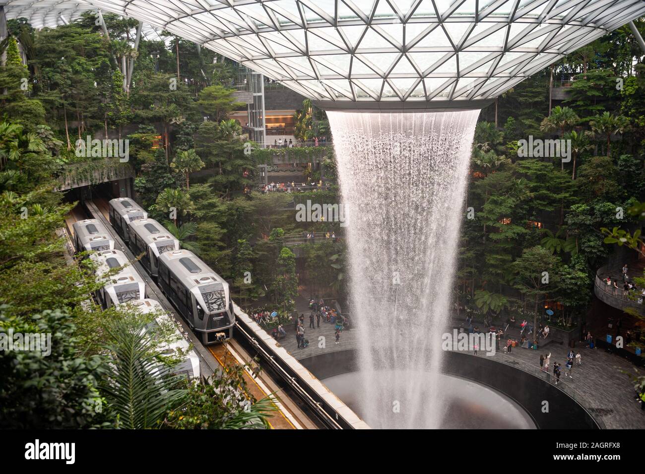 06.12.2019, Singapore, Republic of Singapore, Asia - HSBC Rain Vortex ...