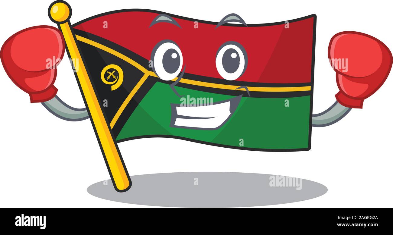 Happy Boxing flag vanuatu Scroll mascot character style Stock Vector ...