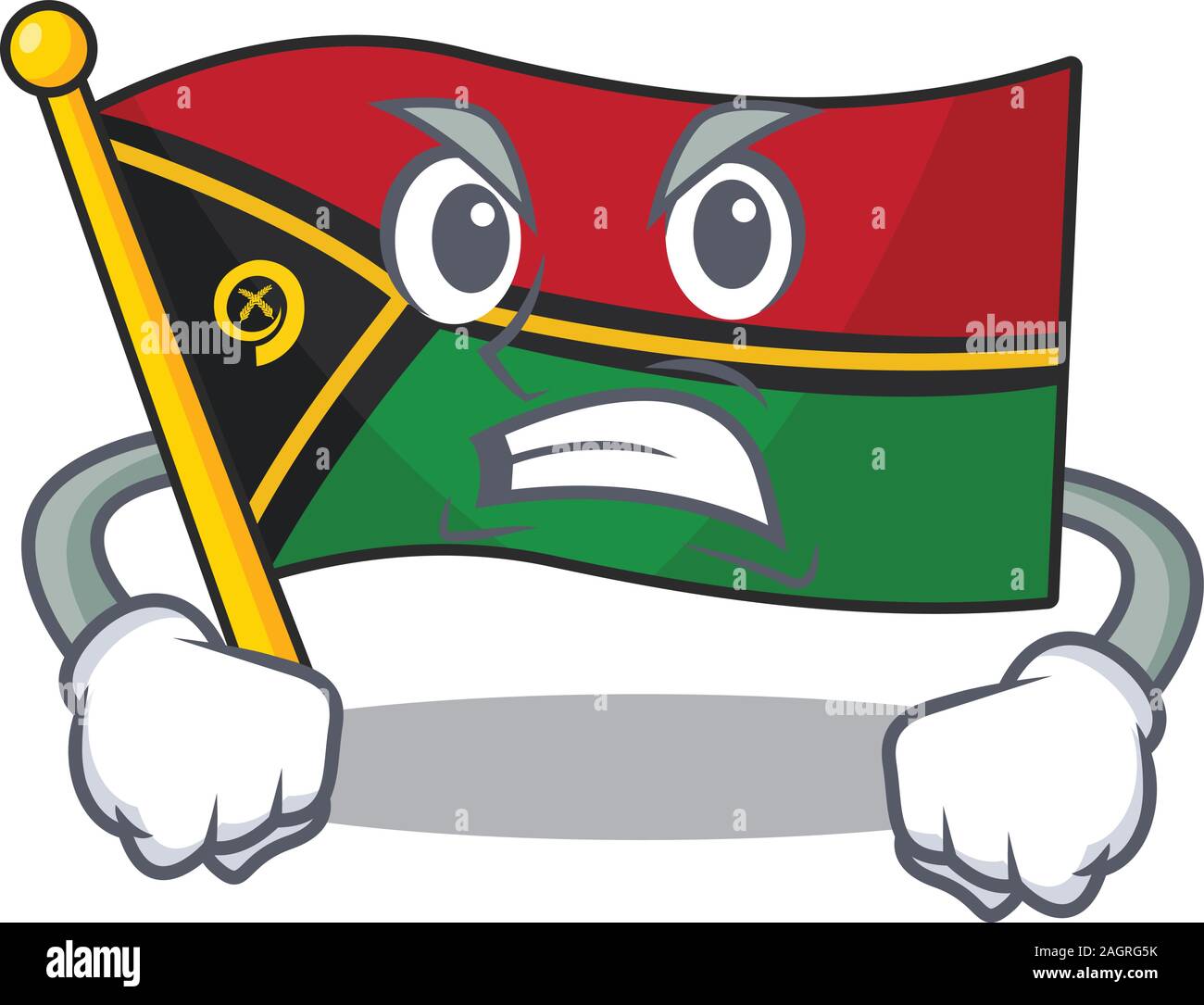 angry face flag vanuatu Scroll cartoon character design Stock Vector ...