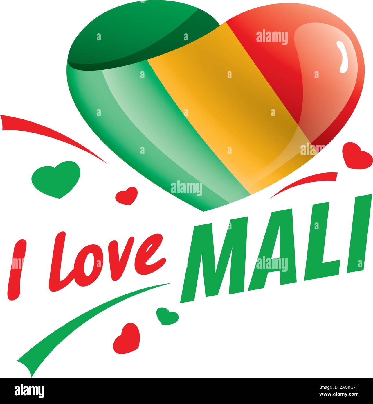 The national flag of the Mali and the inscription I love Mali. Vector ...