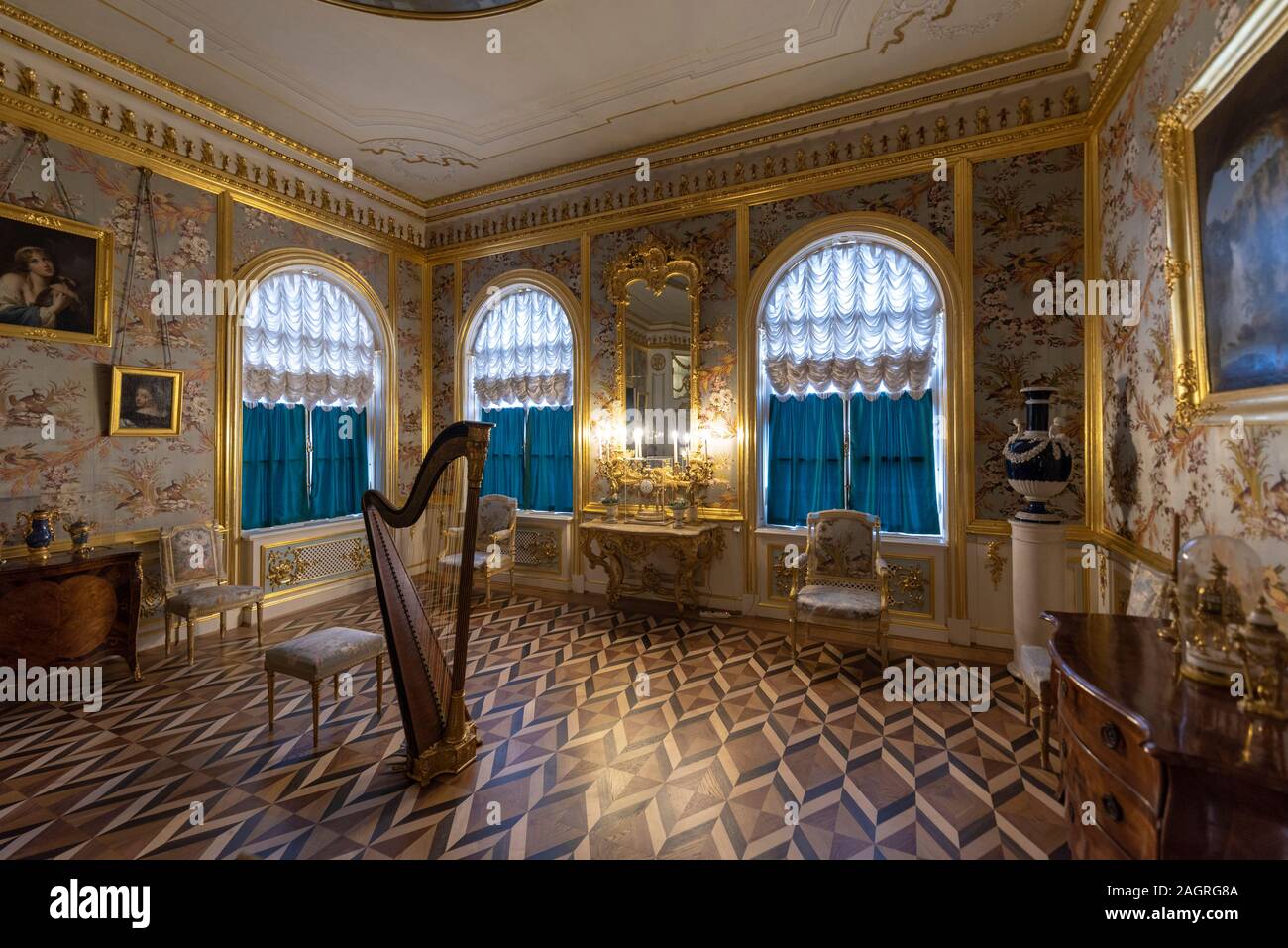 Peterhof Palace interior in Saint Petersburg, Russia, commissioned by ...