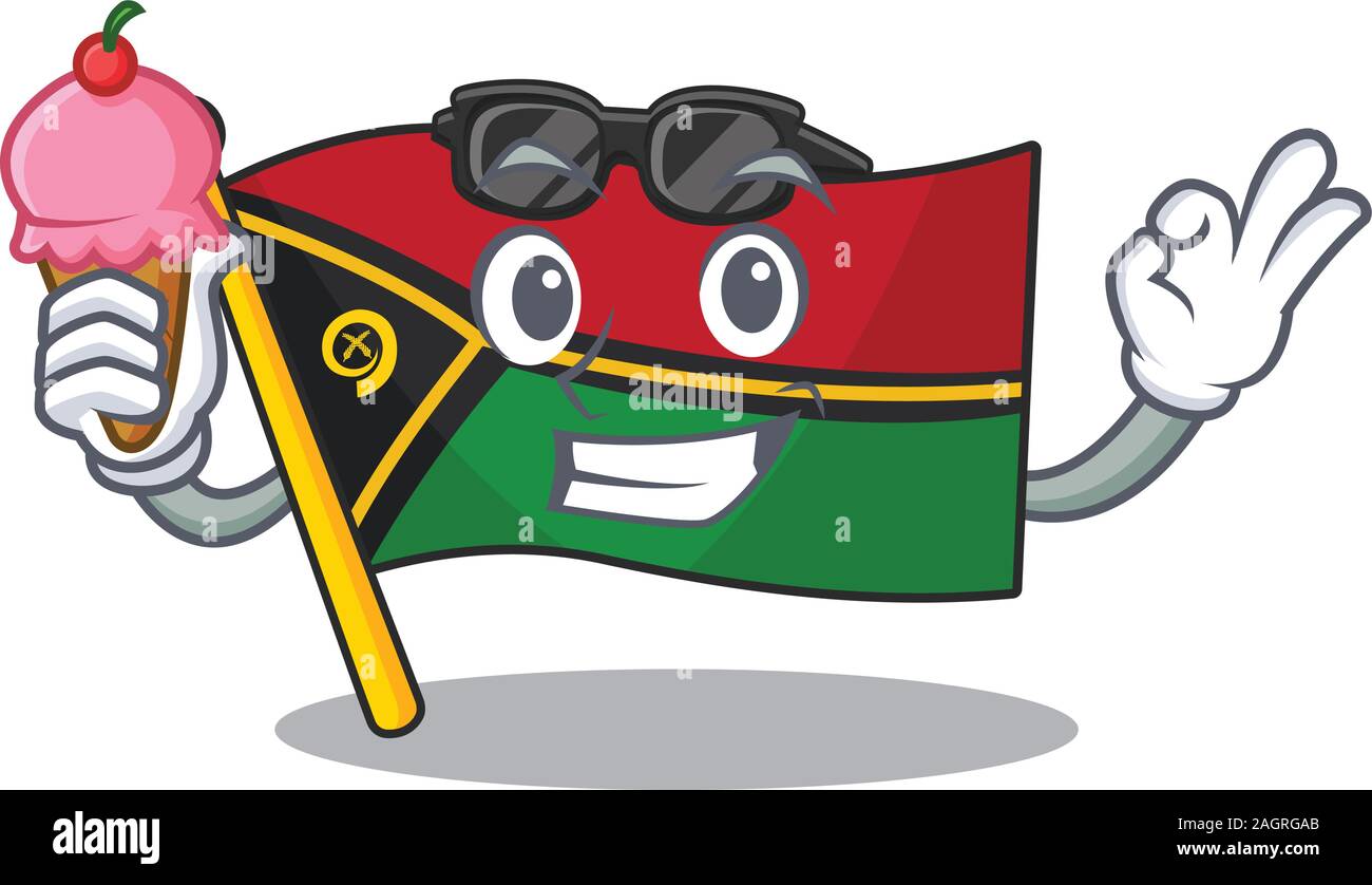Happy cartoon of flag vanuatu Scroll with ice cream Stock Vector Image ...