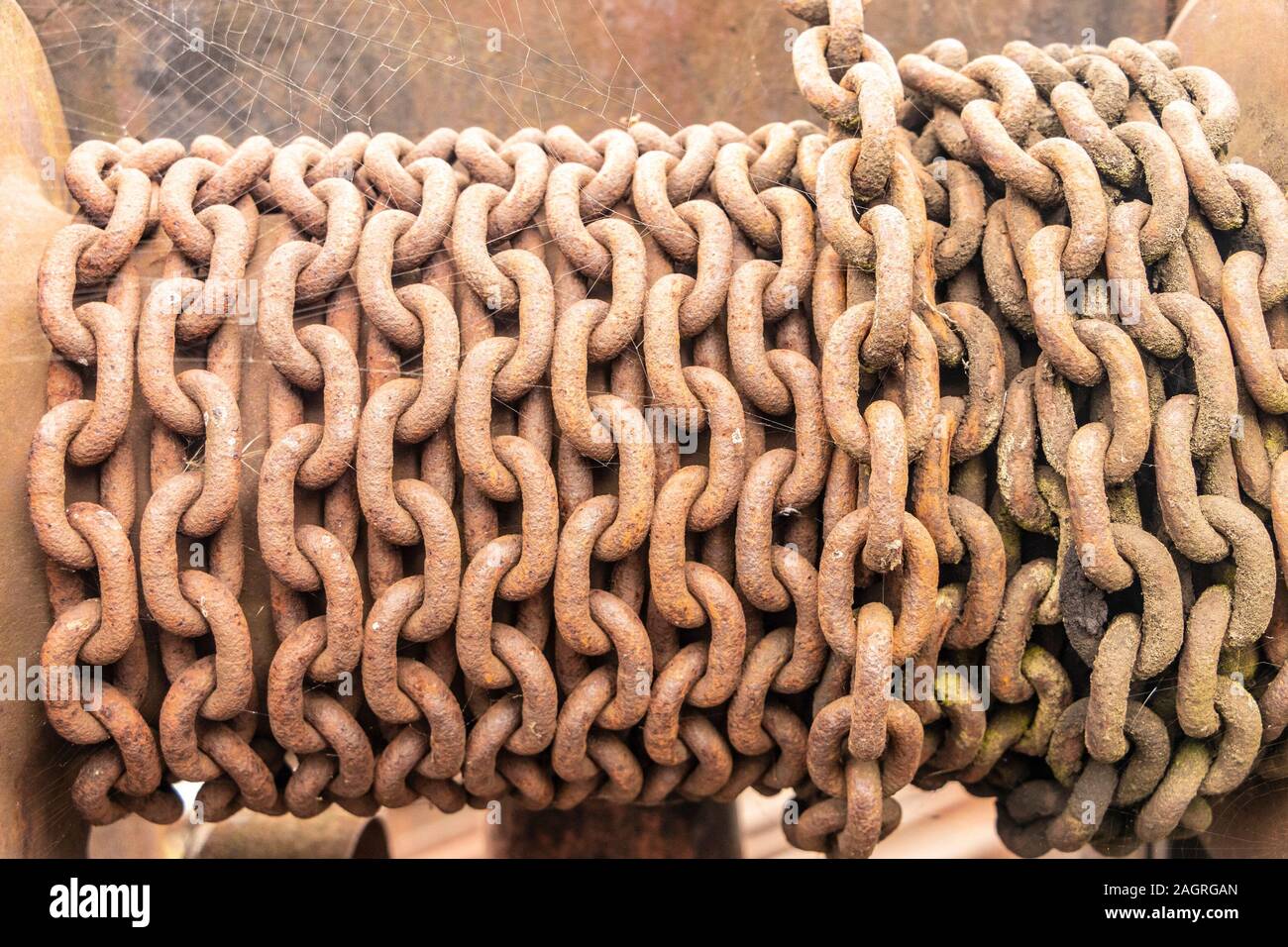 rusty old cast iron chains in a forge at the Black Country Living ...