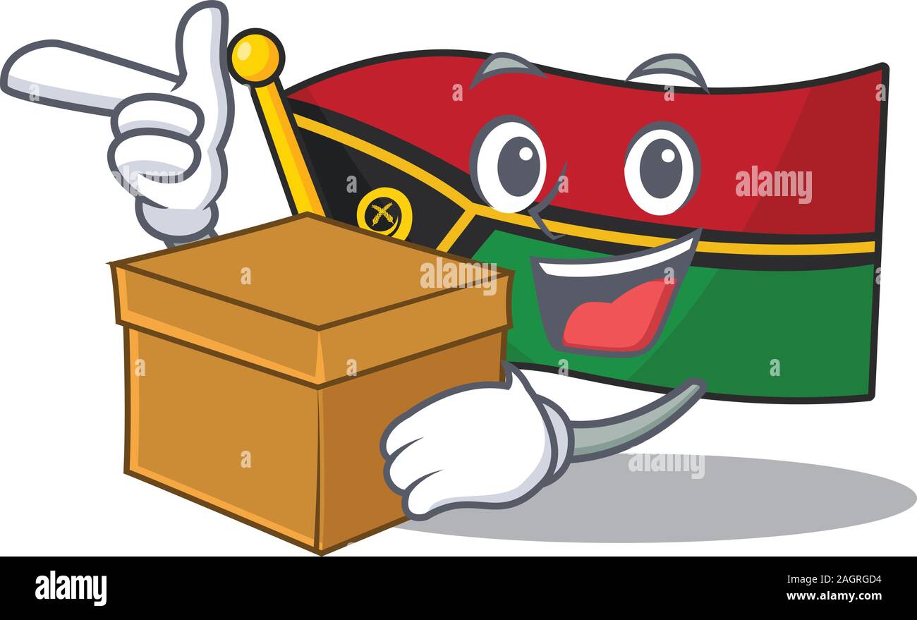 Flag vanuatu Scroll cartoon character bringing a box Stock Vector Image ...