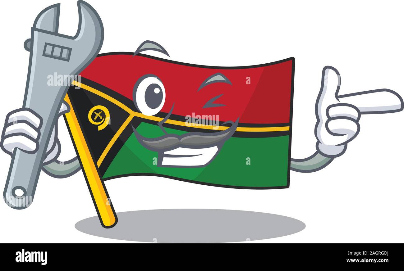 Cool Mechanic flag vanuatu Scroll cartoon character design Stock Vector ...