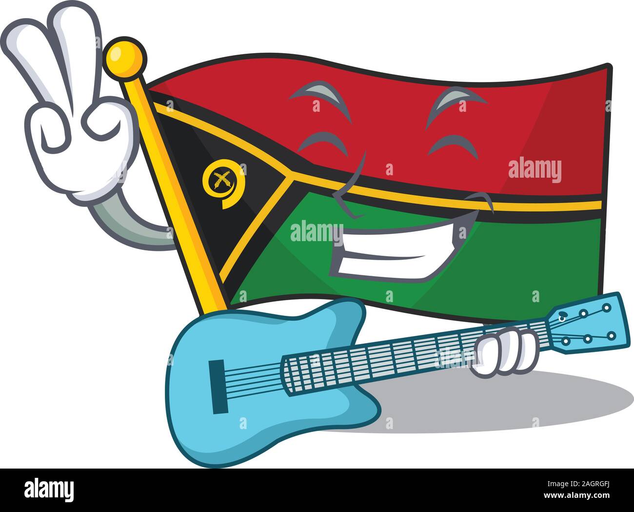 Supper cool flag vanuatu Scroll cartoon performance with guitar Stock ...