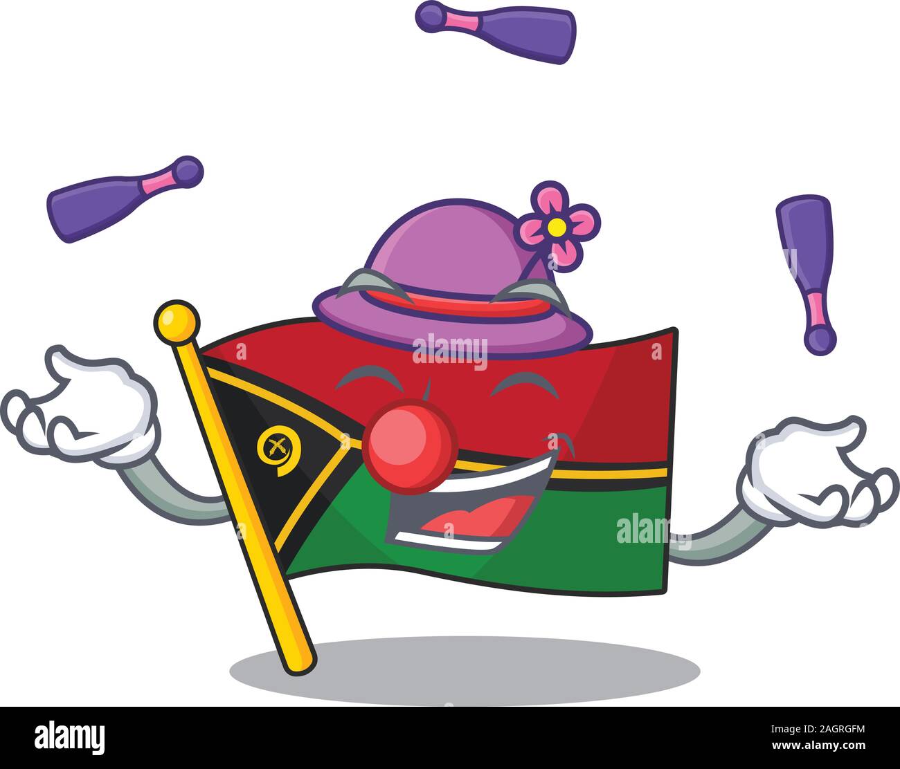 cool flag vanuatu Scroll mascot cartoon style playing Juggling Stock ...