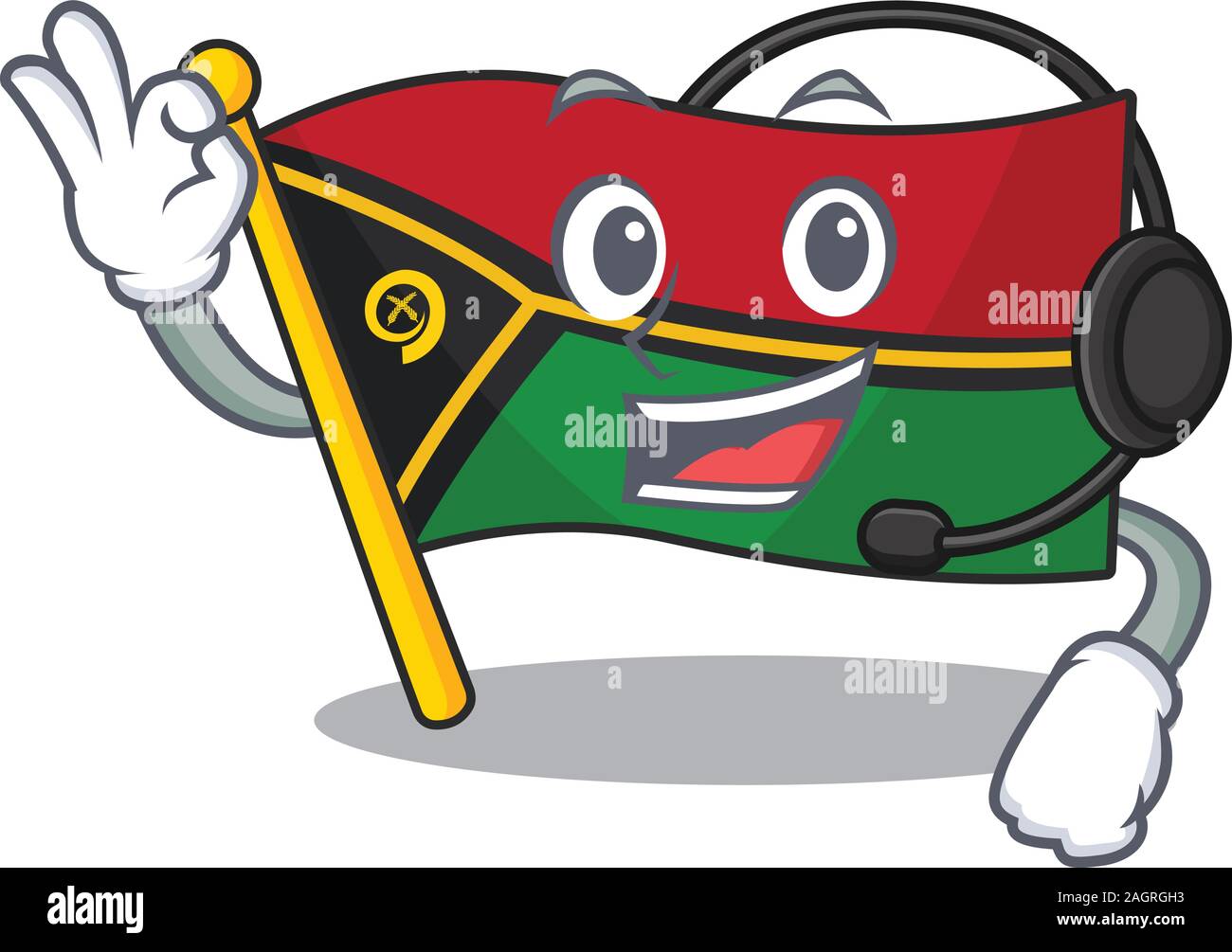cute flag vanuatu Scroll cartoon character design wearing headphone ...