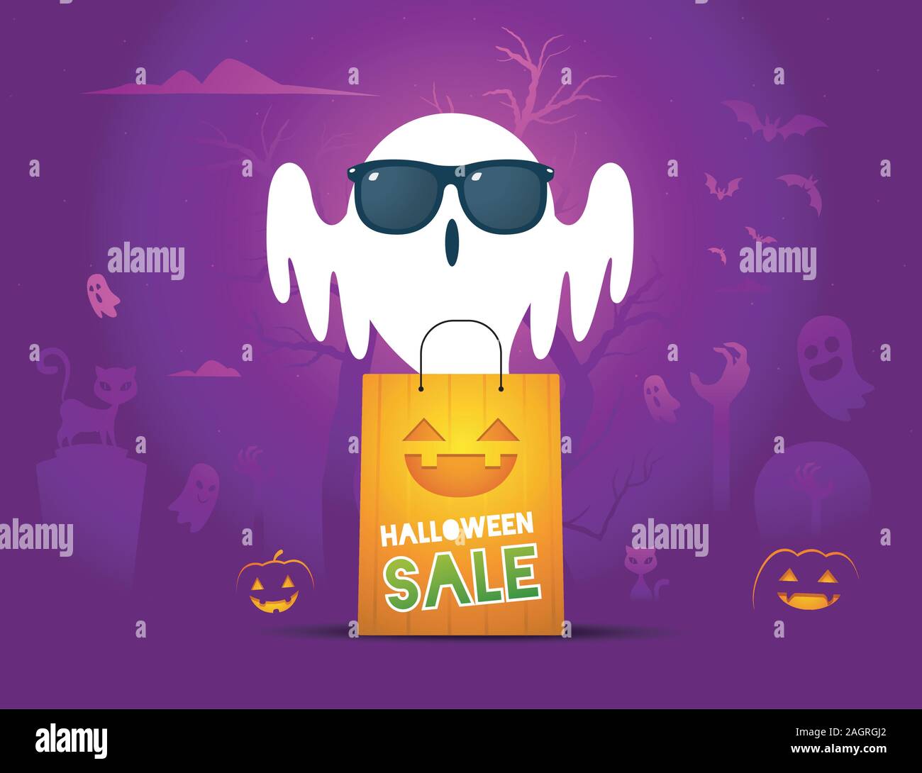 a ghost with shade comes from paper bag illustration Stock Vector Image ...