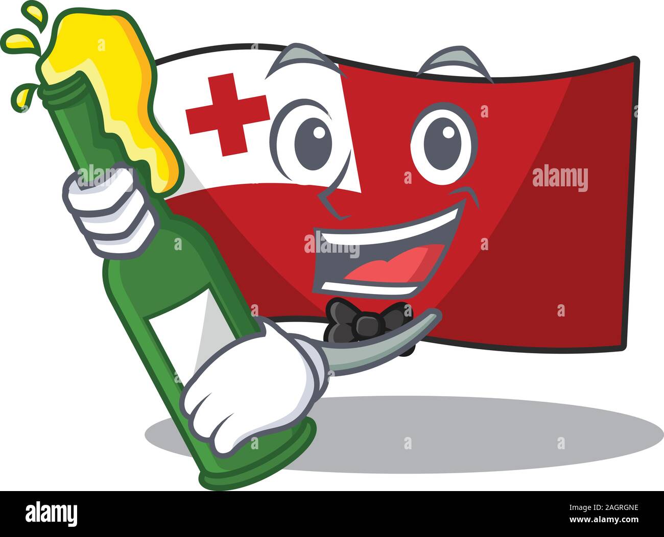 Flag tonga Scroll with bottle of beer mascot cartoon style Stock Vector ...