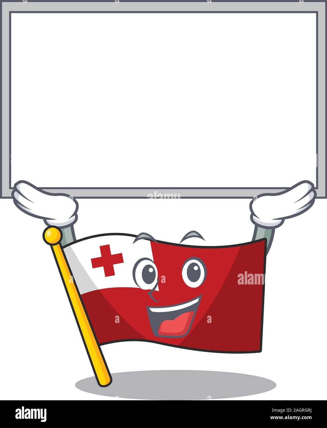Happy cartoon character flag tonga Scroll raised up board Stock Vector ...