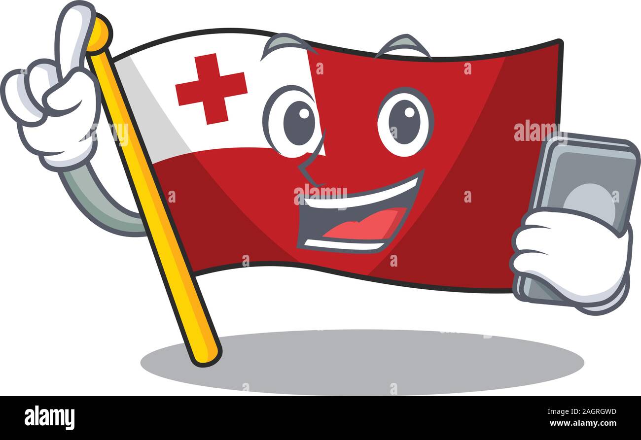 cartoon character of flag tonga Scroll speaking with phone Stock Vector ...
