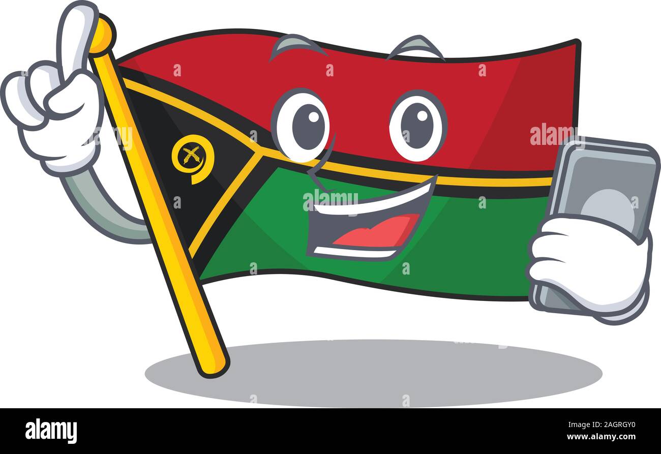 cartoon character of flag vanuatu Scroll speaking with phone Stock ...