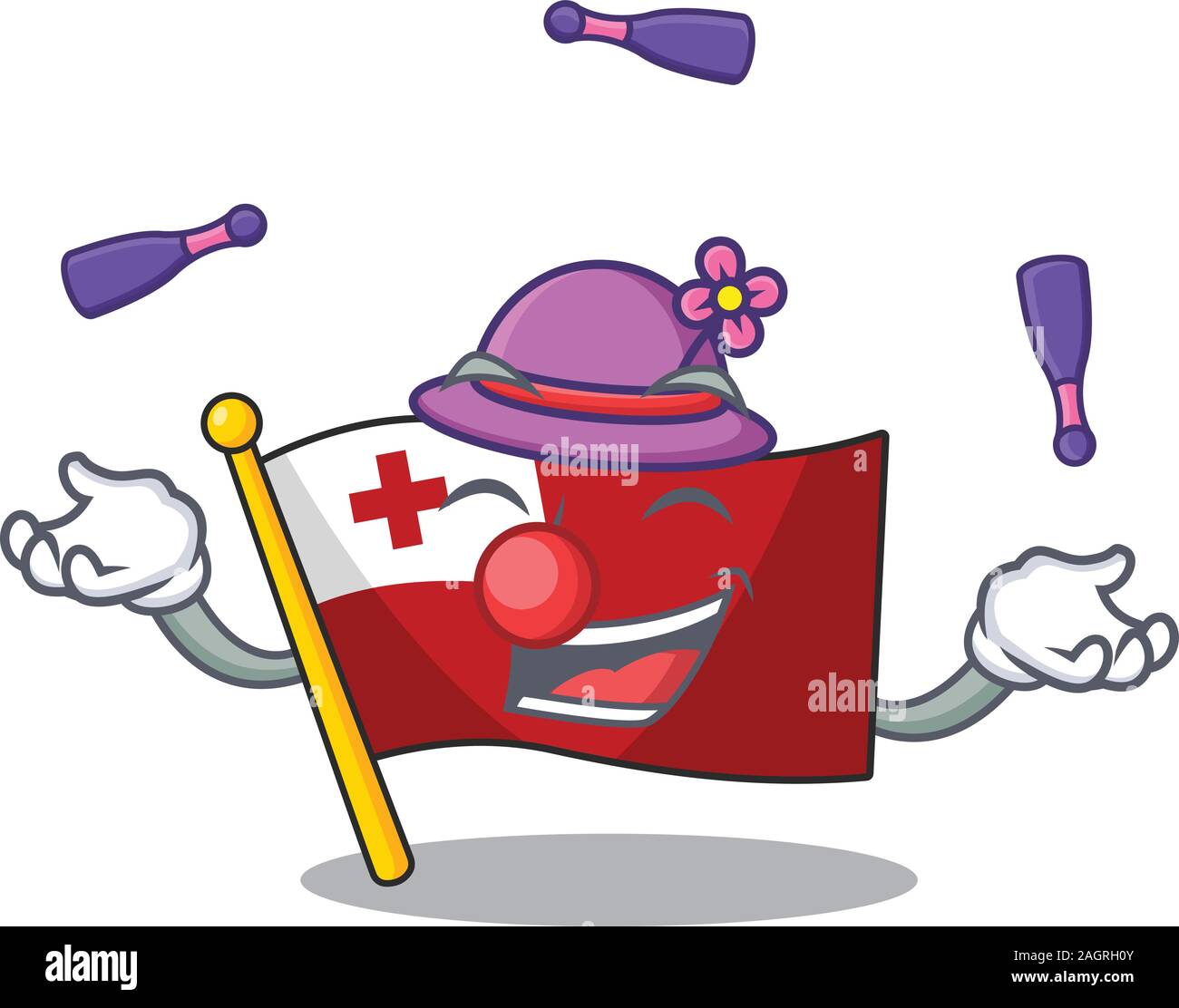 cool flag tonga Scroll mascot cartoon style playing Juggling Stock ...