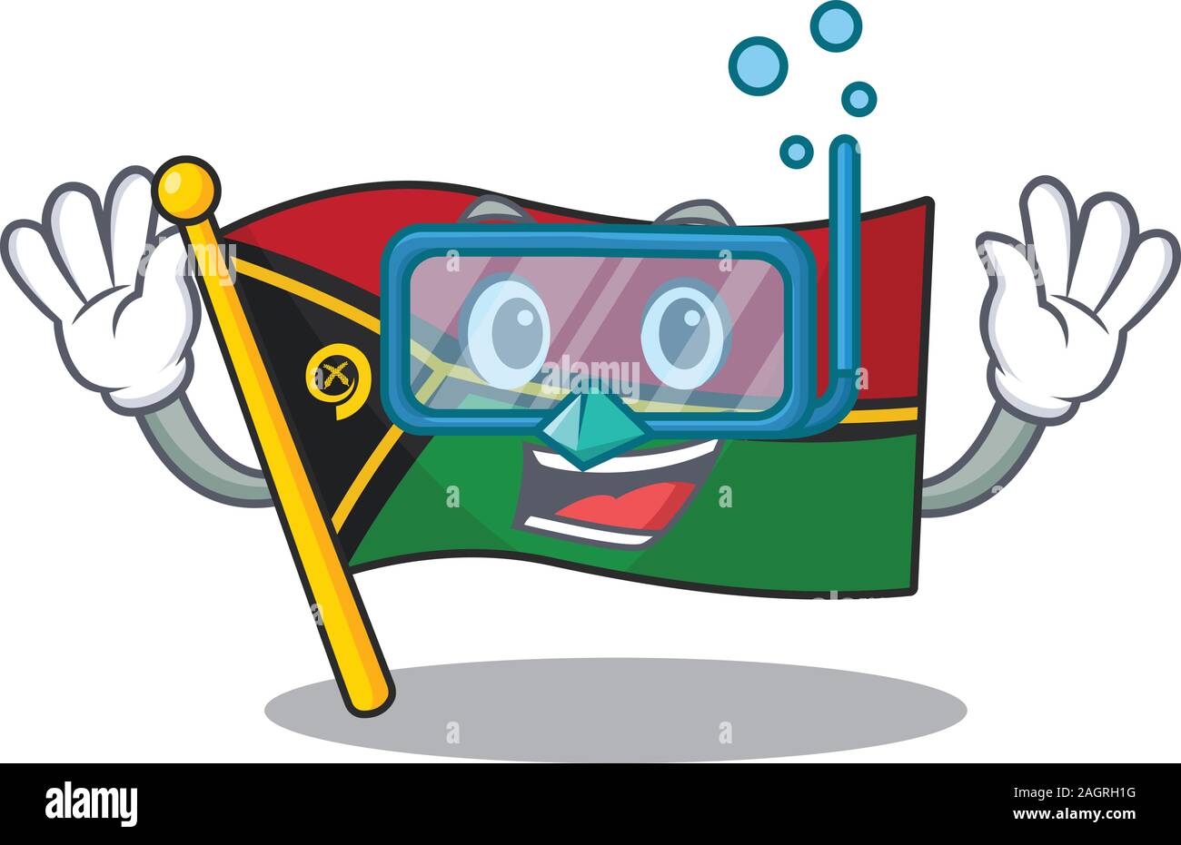 cartoon Mascot featuring flag vanuatu Scroll wearing Diving glasses ...