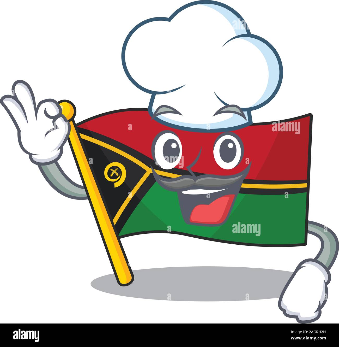 Funny Chef flag vanuatu Scroll cartoon character wearing white hat ...