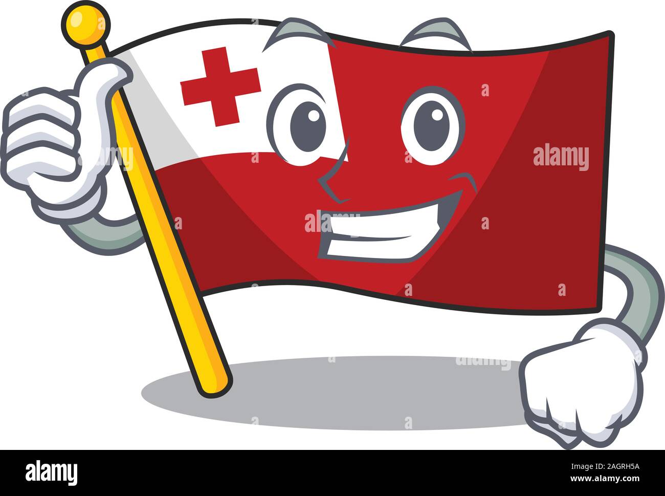 Smiley mascot of flag tonga Scroll making Thumbs up gesture Stock ...