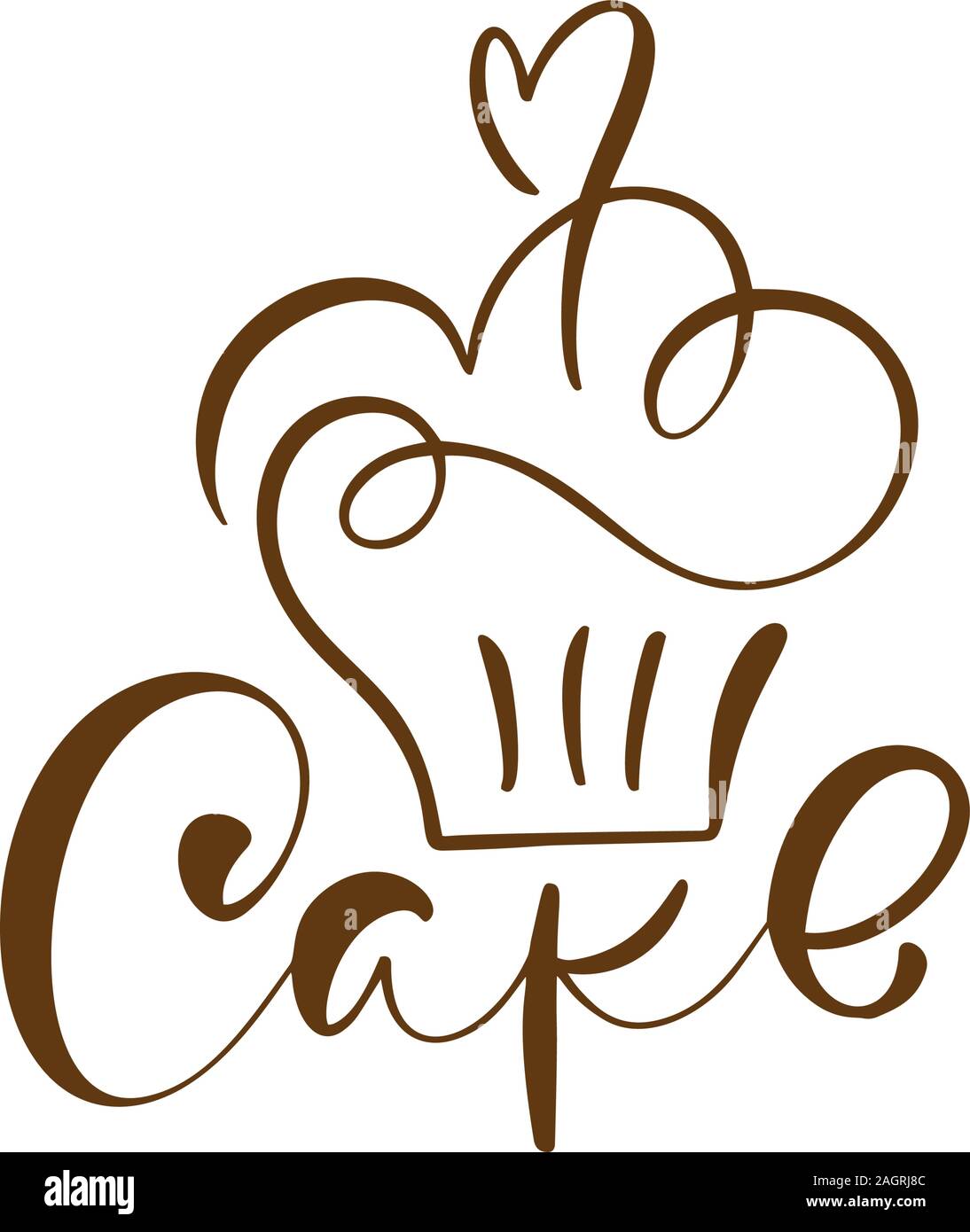 Cake vector calligraphic text with logo. Sweet cupcake with cream ...