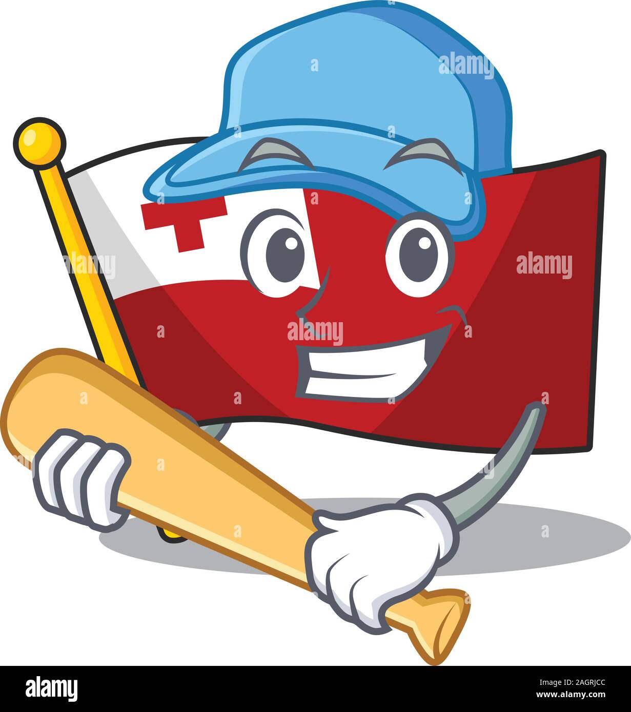 Cool flag tonga Scroll cartoon character design with baseball Stock ...