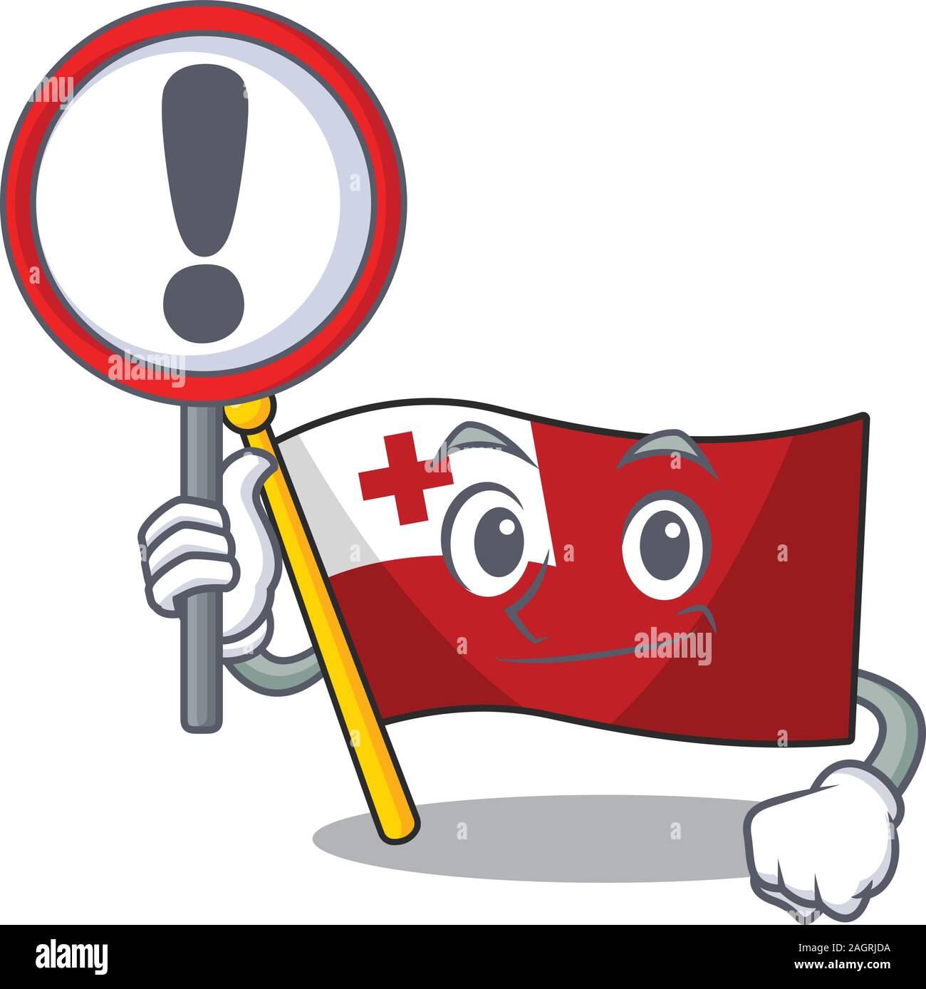 Cartoon design of flag tonga Scroll raised up a sign Stock Vector Image ...