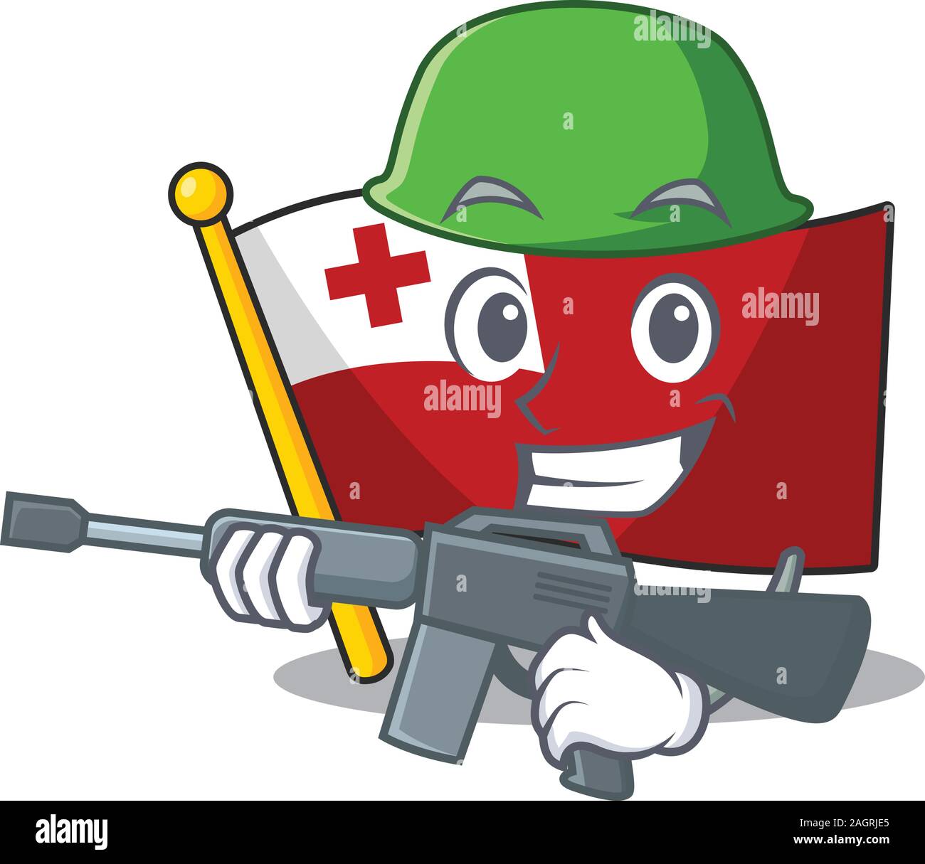 A mascot of flag tonga Scroll Army with machine gun Stock Vector Image ...
