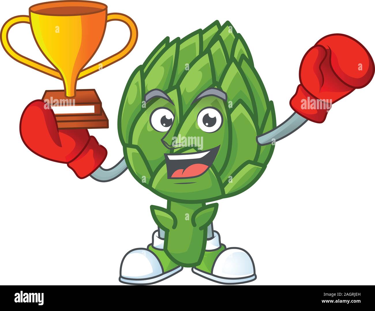 Super cool Boxing winner artichoke in mascot cartoon style Stock Vector ...