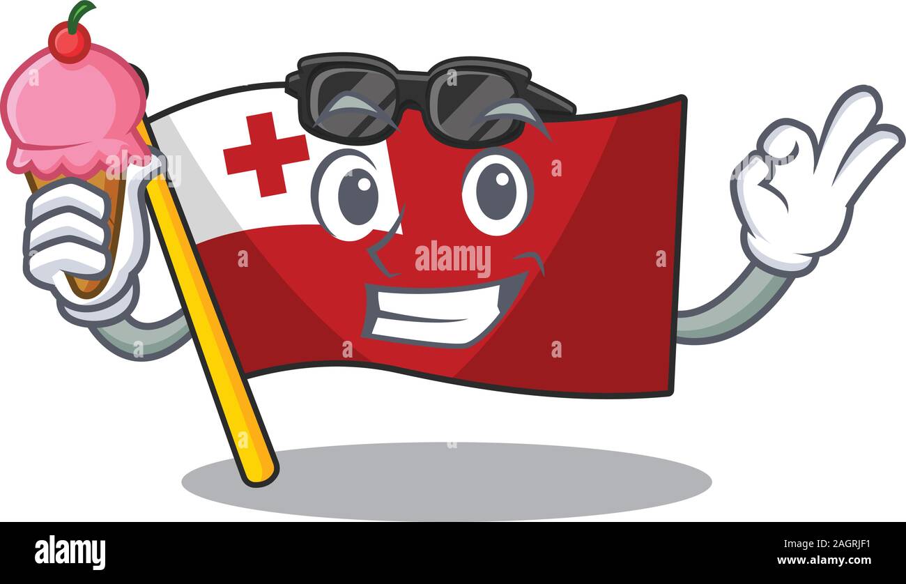 Happy cartoon of flag tonga Scroll with ice cream Stock Vector Image ...