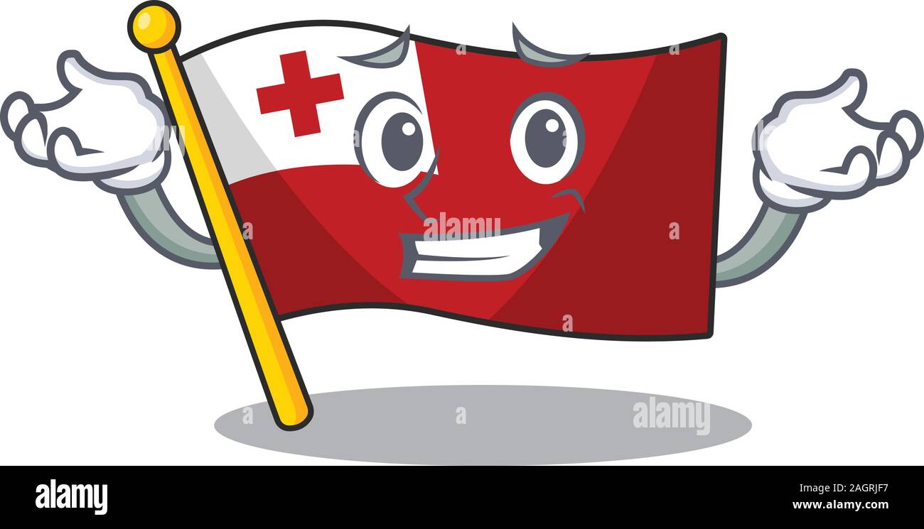 Cute and Cool Grinning flag tonga Scroll mascot cartoon style Stock ...