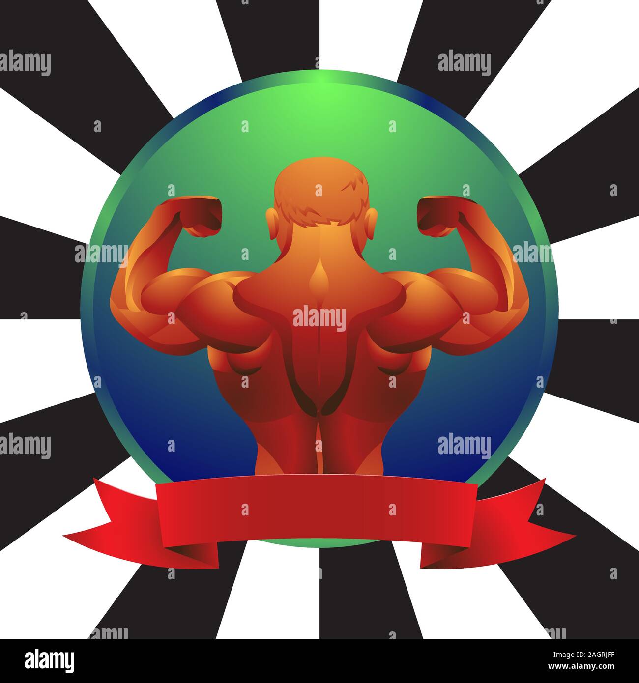 Male bodybuilder posing with his back showing muscles on an isolated ...