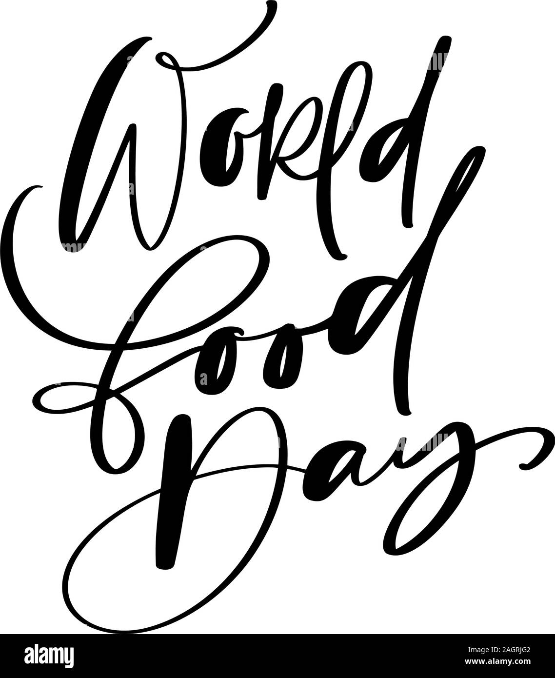 World Food Day hand drawn calligraphic vector text. Lettering ...