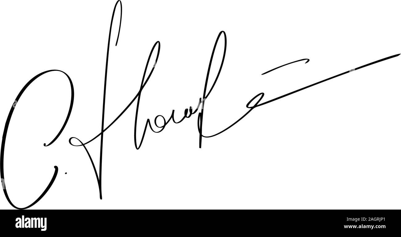 Manual signature for documents on white background. Hand drawn ...