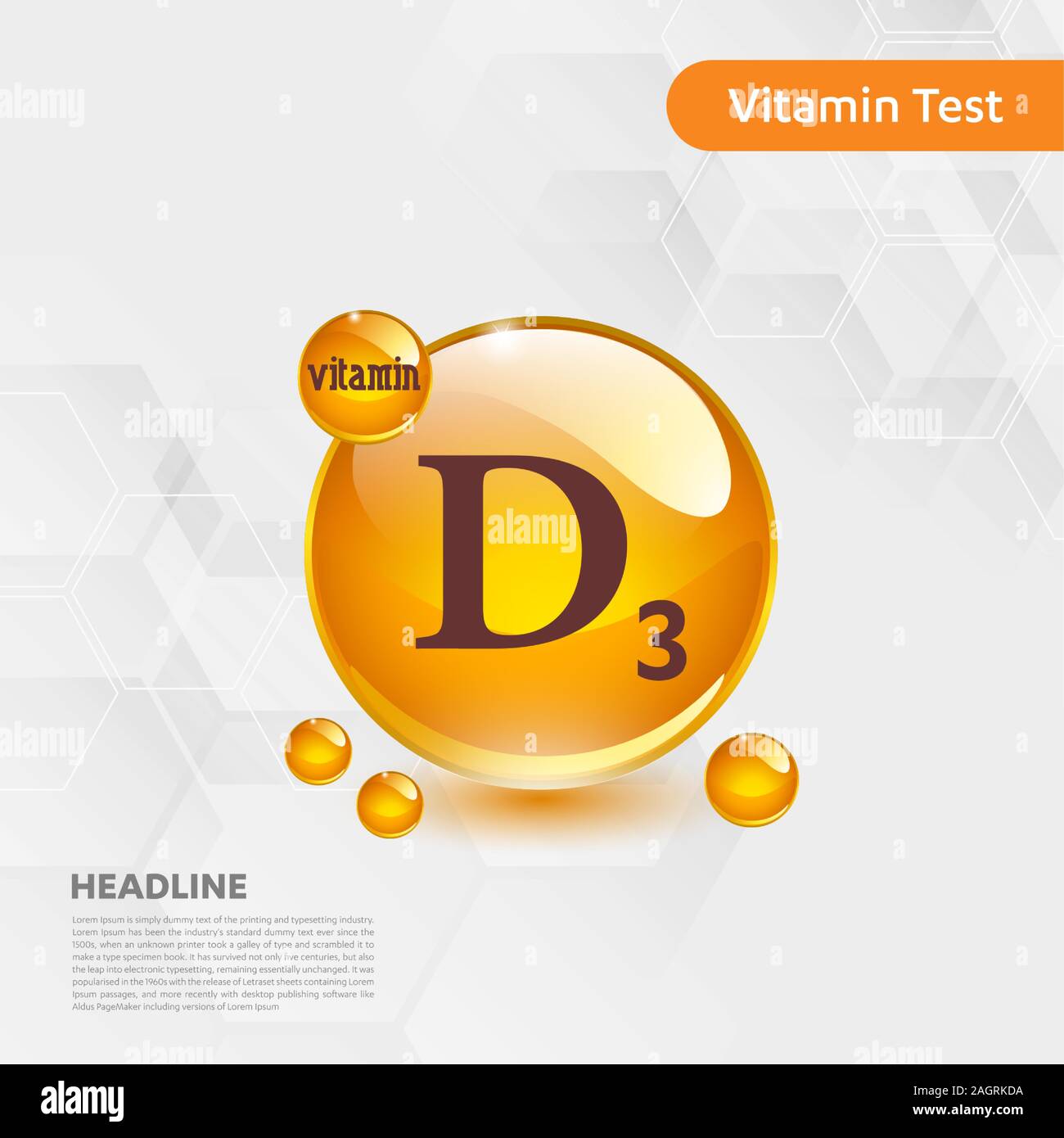Vitamin D3 Icon Drop Collection Set Cholecalciferol Golden Drop