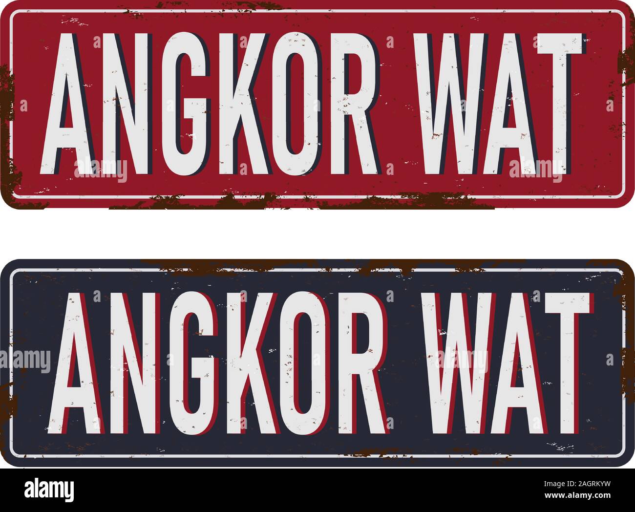 Grunge color metal sign with text Angkor Wat, Cambodia, vector ...