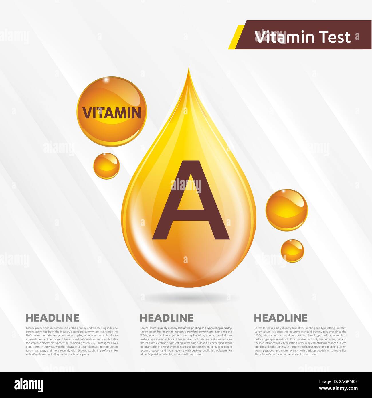 Vitamin A icon Drop collection set, cholecalciferol. golden drop ...