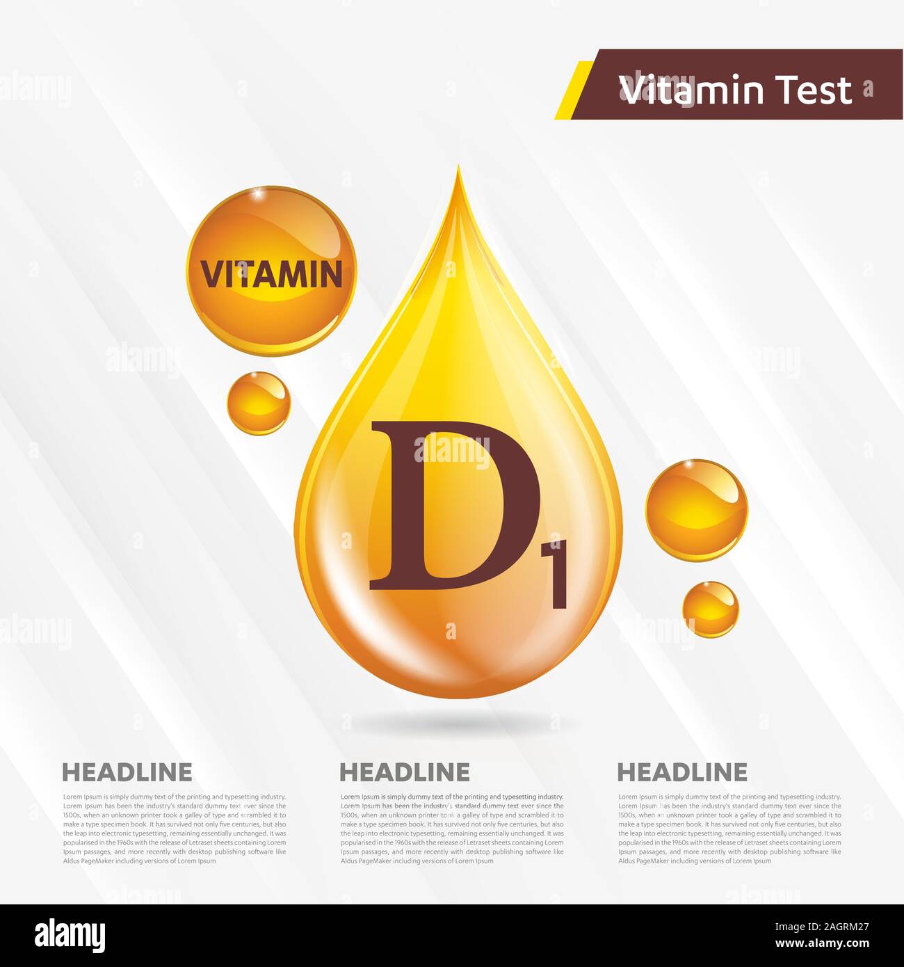 Vitamin D1 icon Drop collection set, cholecalciferol. golden drop ...