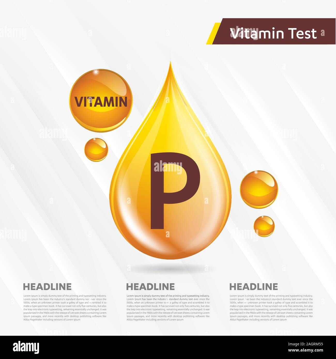 Vitamin P icon Drop collection set, cholecalciferol. golden drop ...
