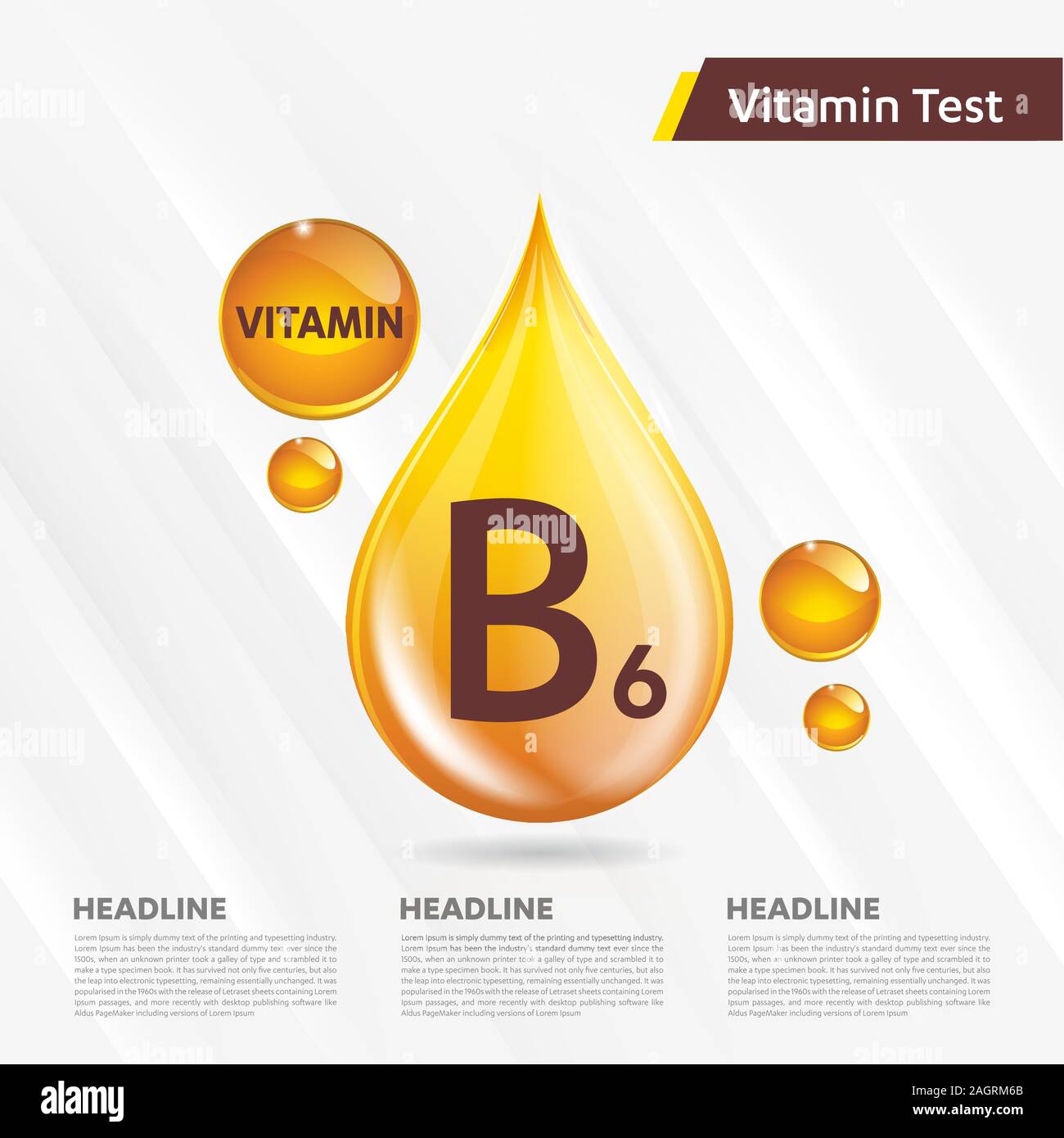 Vitamin B6 icon Drop collection set, cholecalciferol. golden drop ...