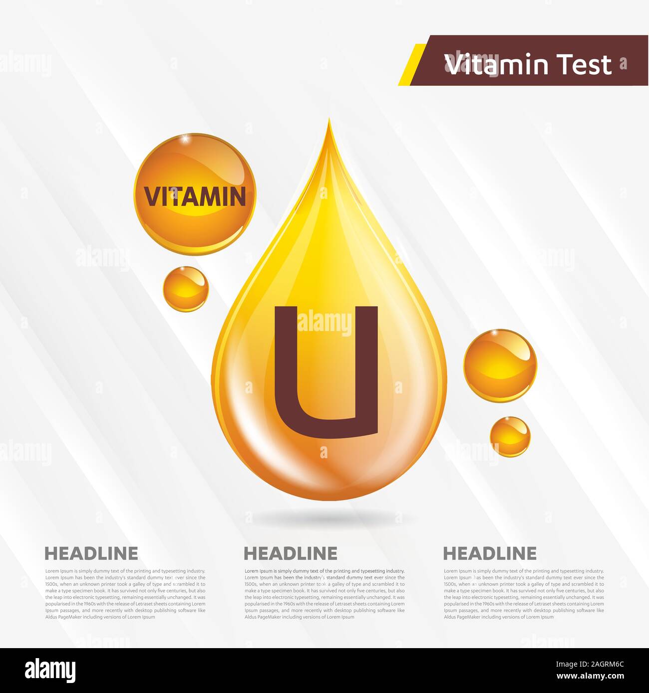 Vitamin U icon Drop collection set, cholecalciferol. golden drop ...