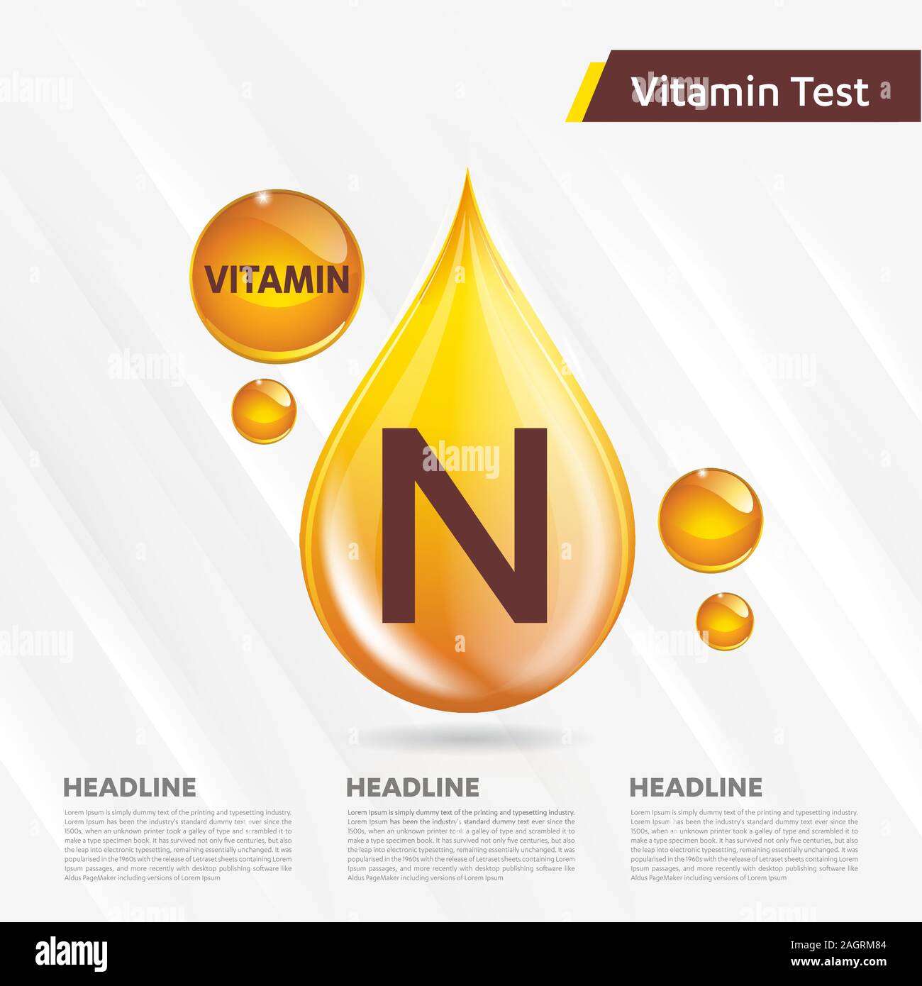 Vitamin N icon Drop collection set, cholecalciferol. golden drop ...