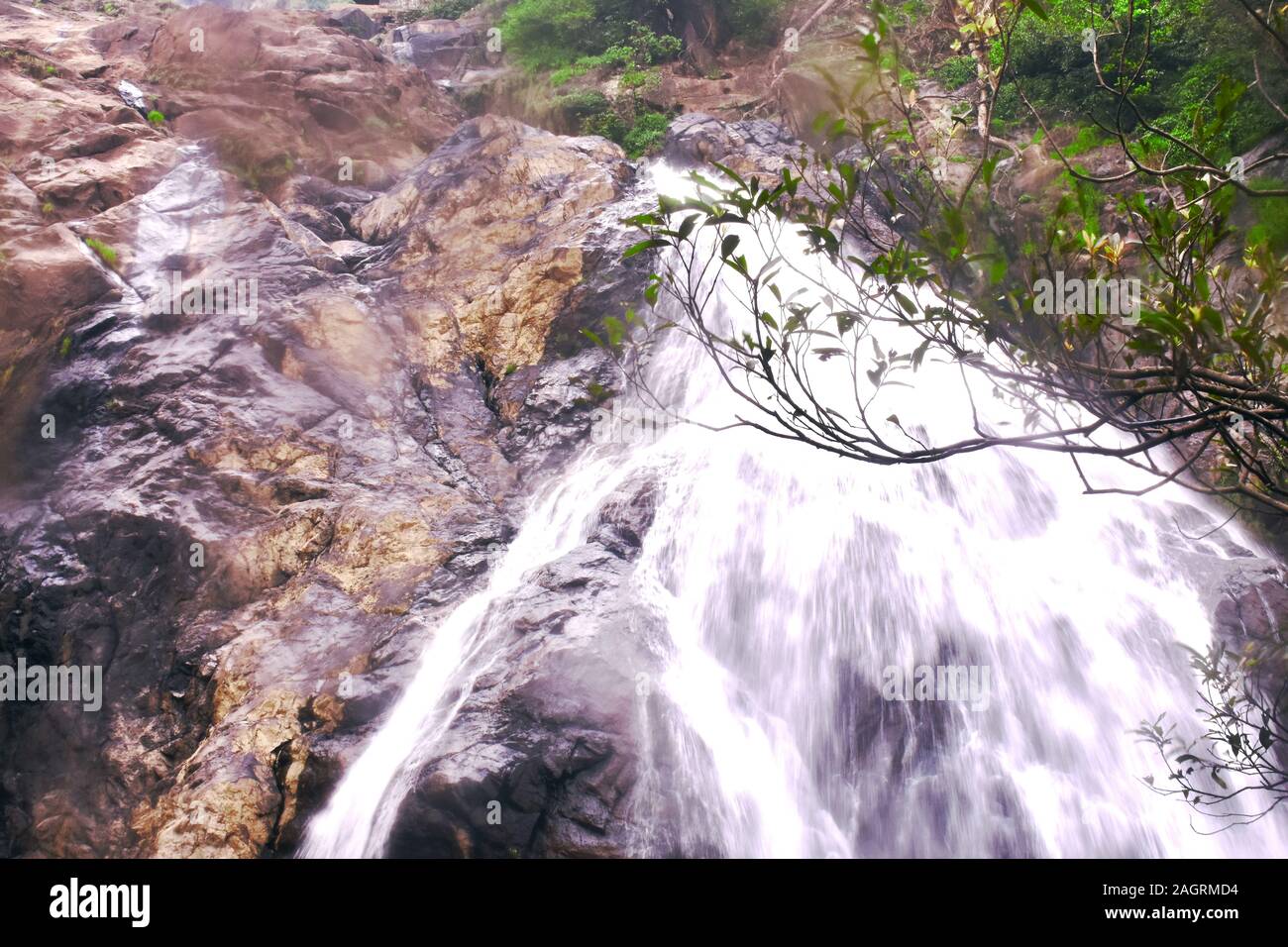 low shutter speed shot of a waterfall in goa Stock Photo - Alamy