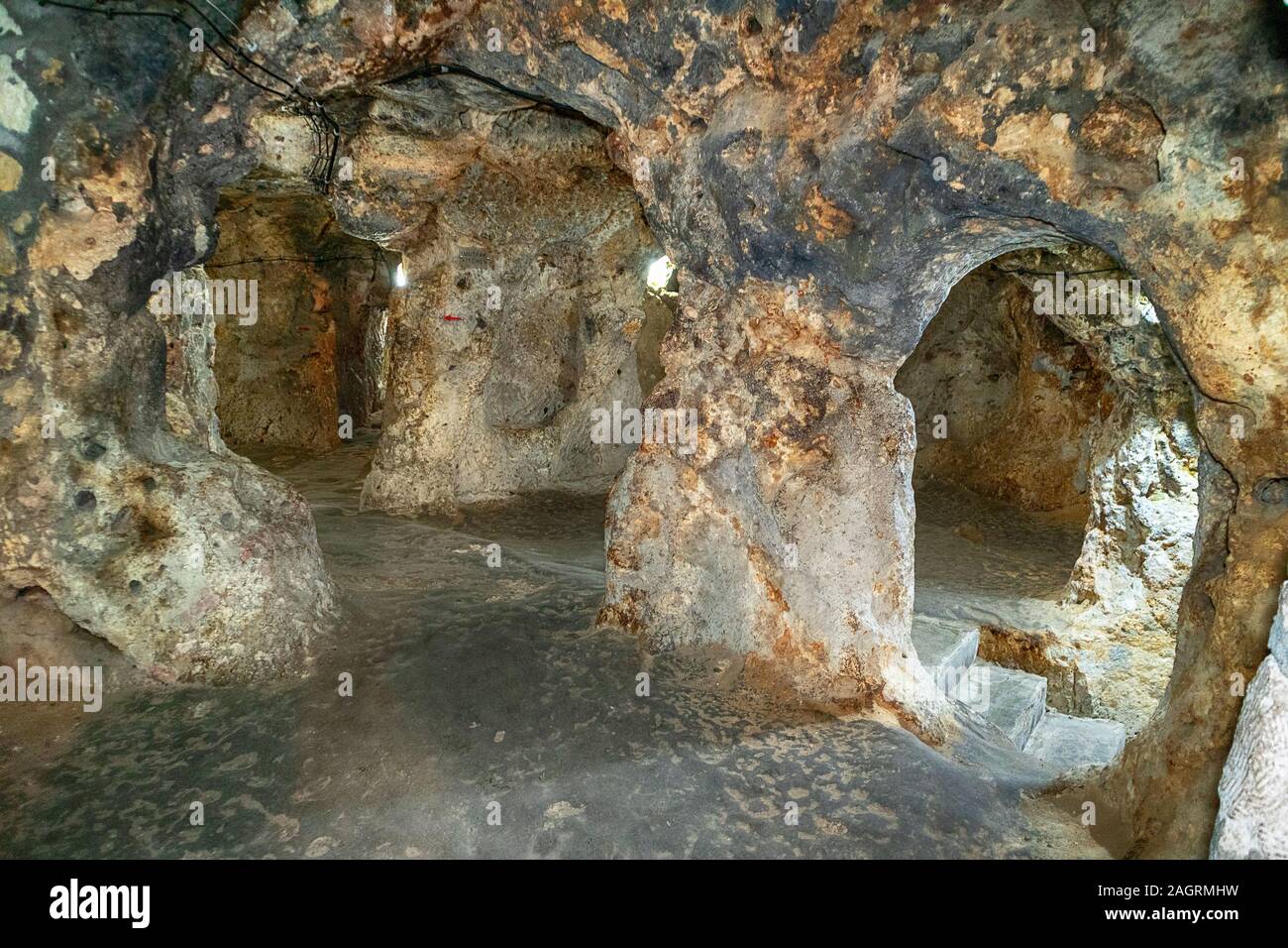 The Derinkuyu underground city is an ancient multi-level cave city in ...