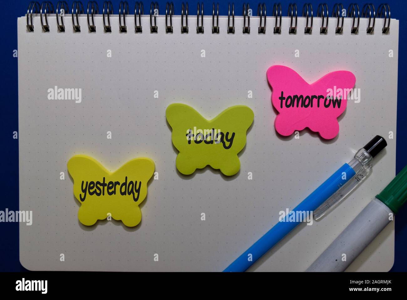 Yesterday, Today, Tomorrow write on sticky notes isolated on Office ...