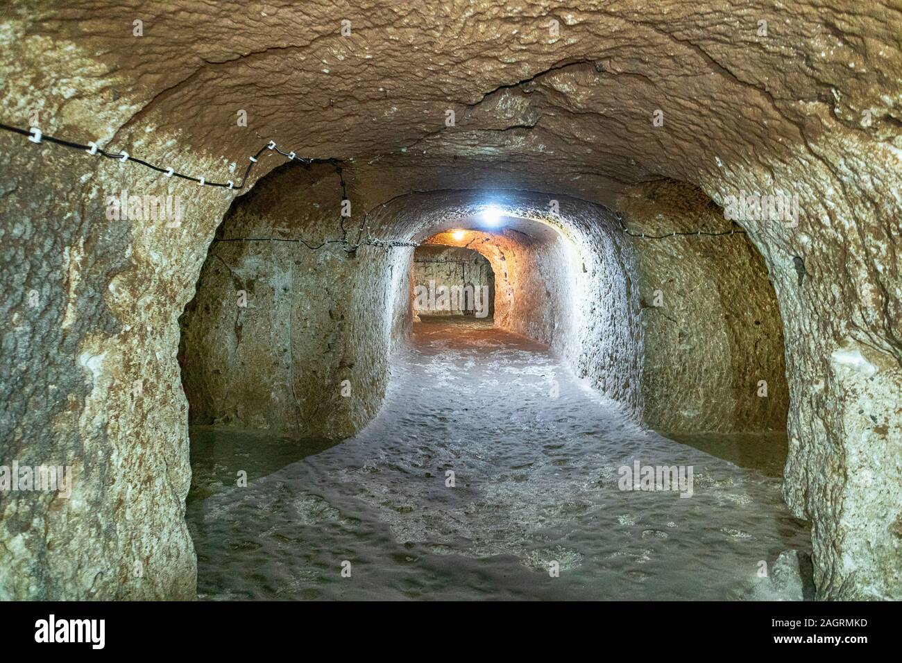 The Derinkuyu underground city is an ancient multi-level cave city in ...