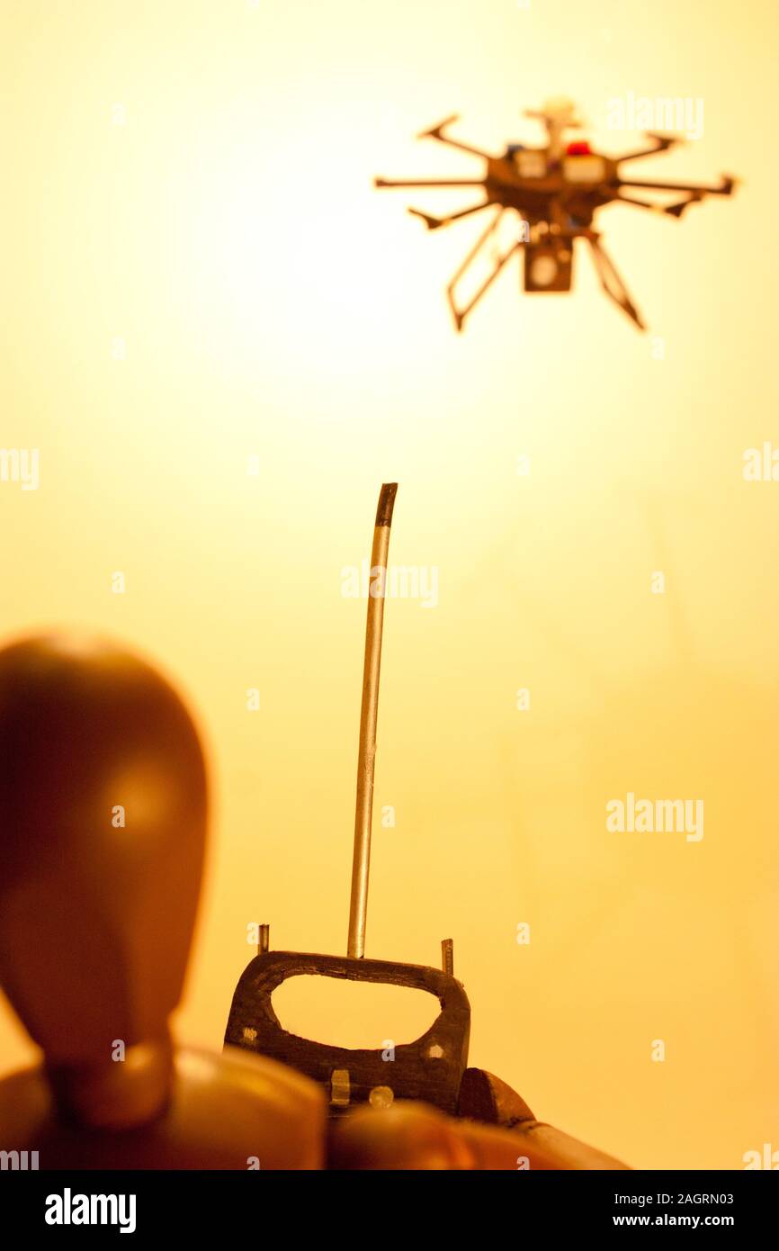 A mannequin using an unmanned system....otherwise known as a 'drone ...