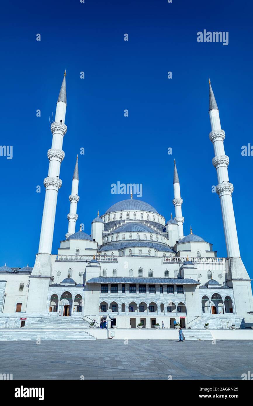 Facade view of the Kocatepe Mosque (Kocatepe Cami), the biggest one in ...