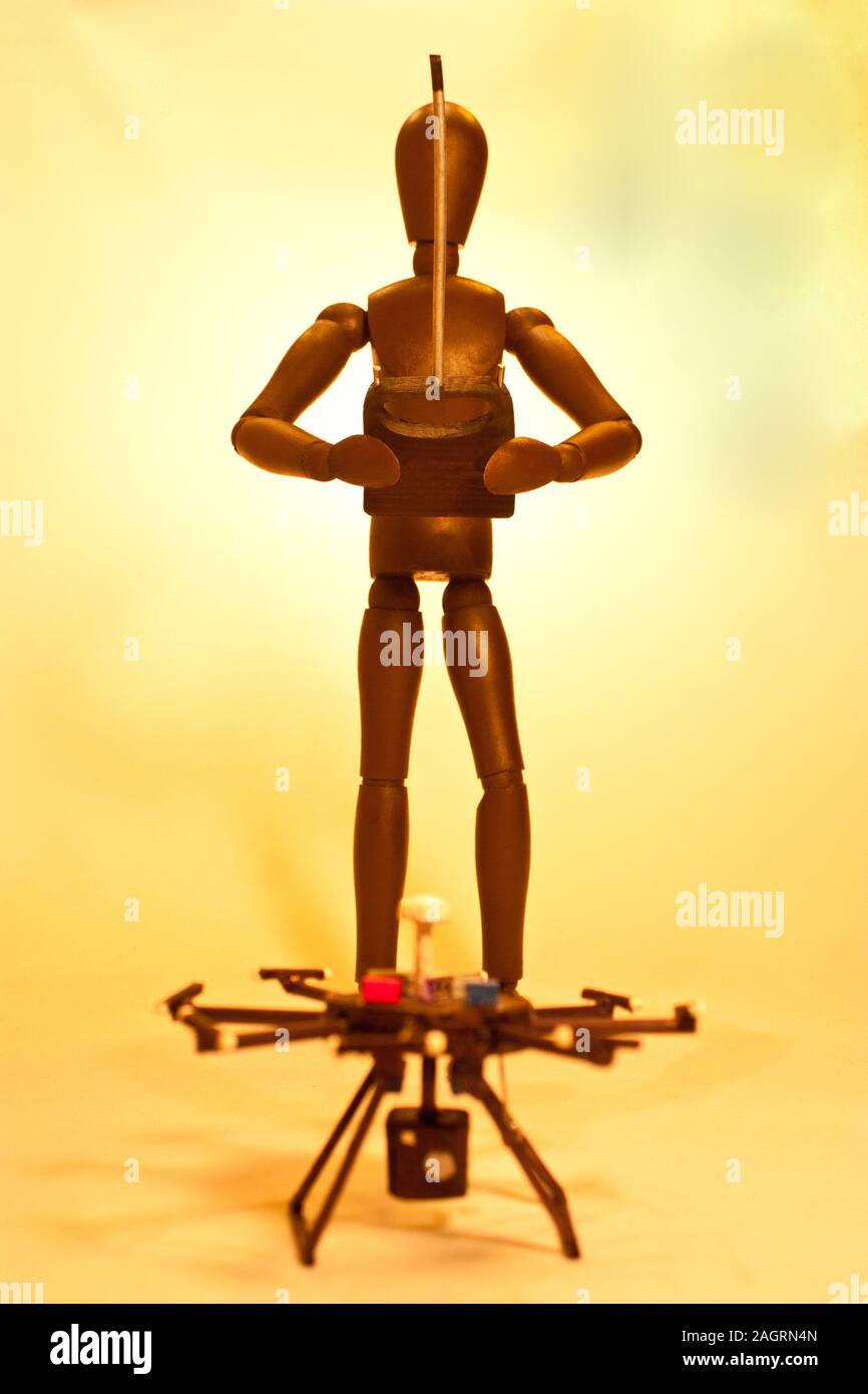 A mannequin using an unmanned system....otherwise known as a 'drone ...