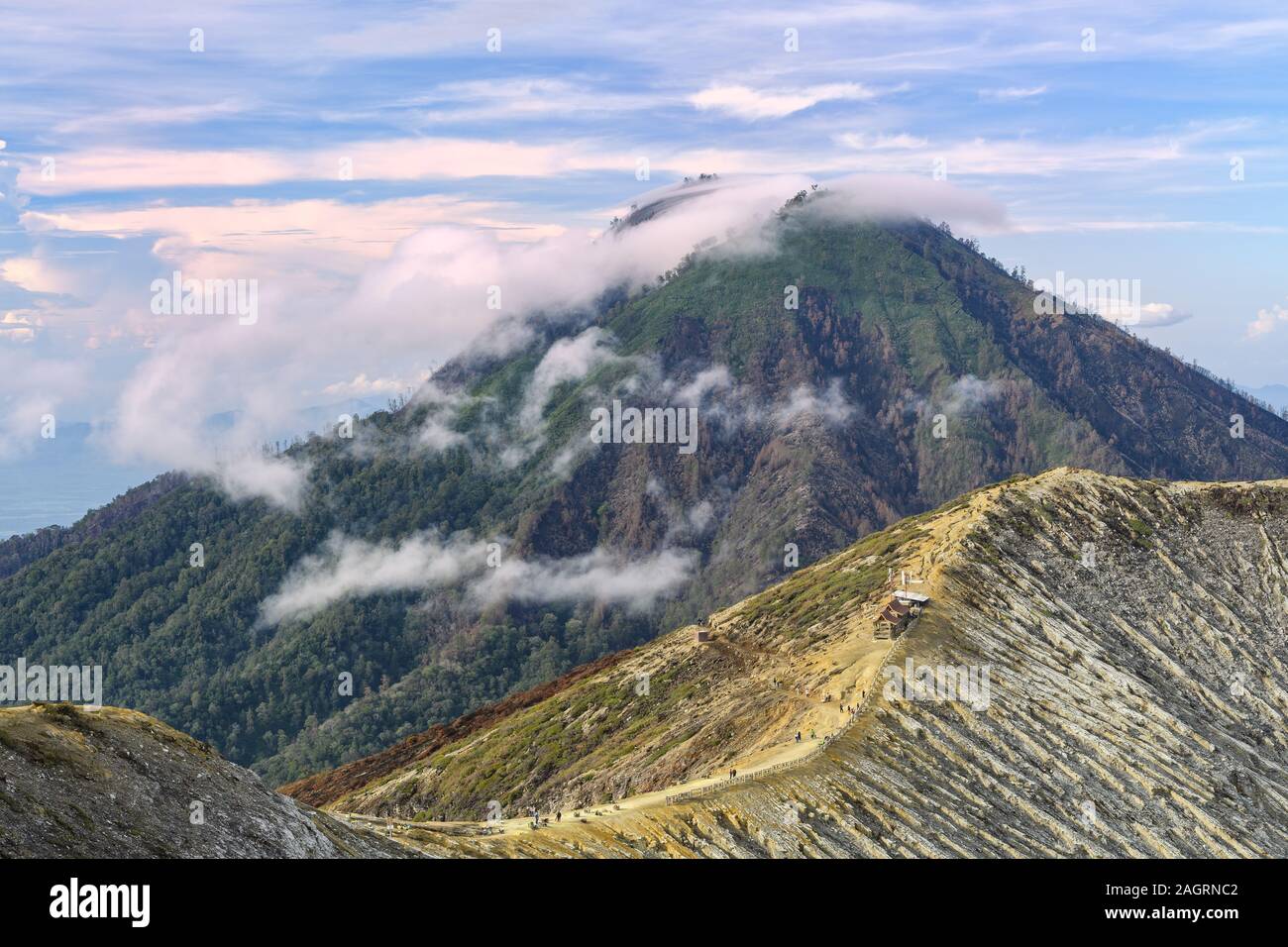 Stunning view of the Ijen Volcano Complex with mountains surrounded by ...