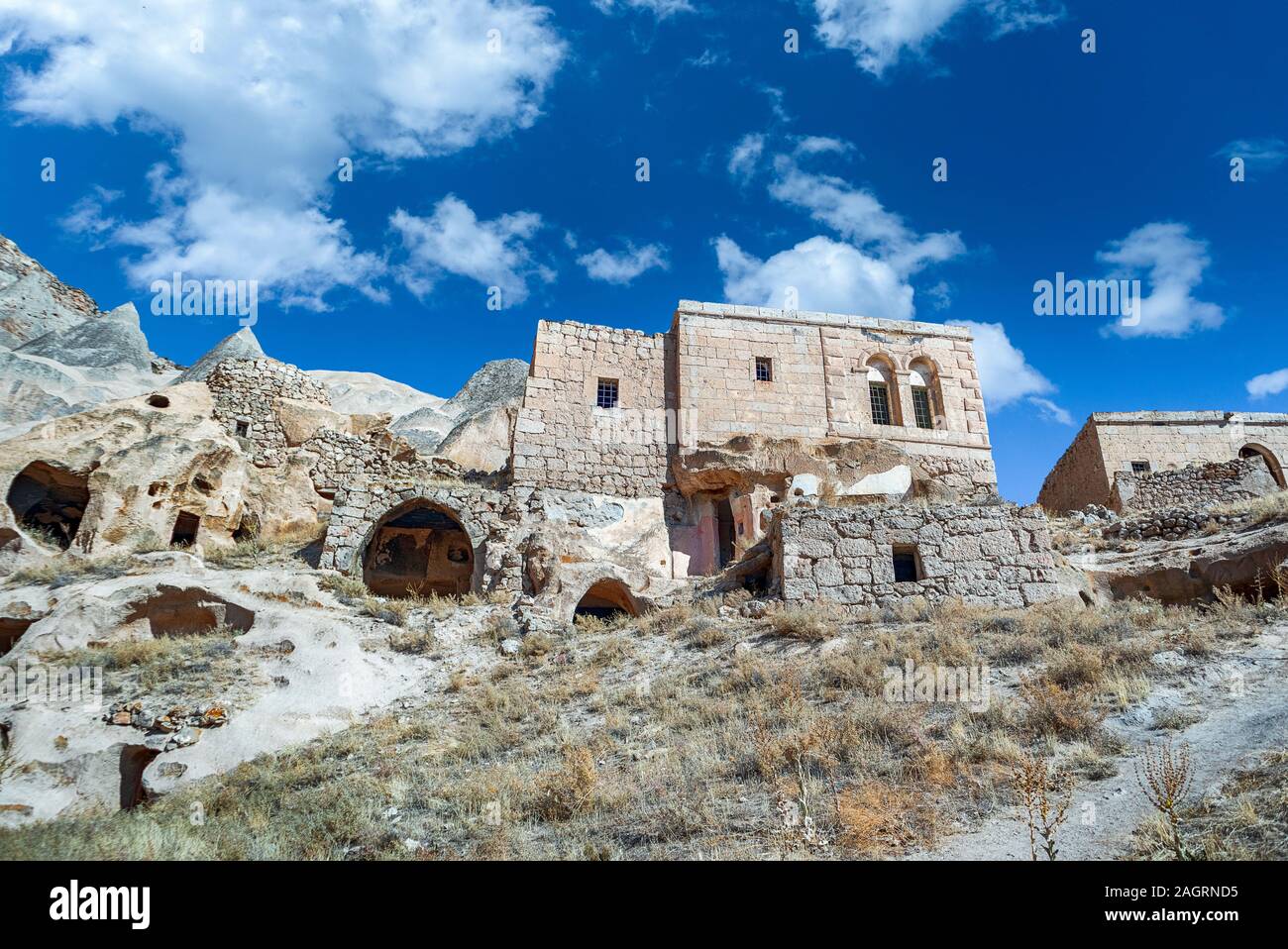 The paths inside Selime Cathedral. Selime Monastery in Cappadocia ...