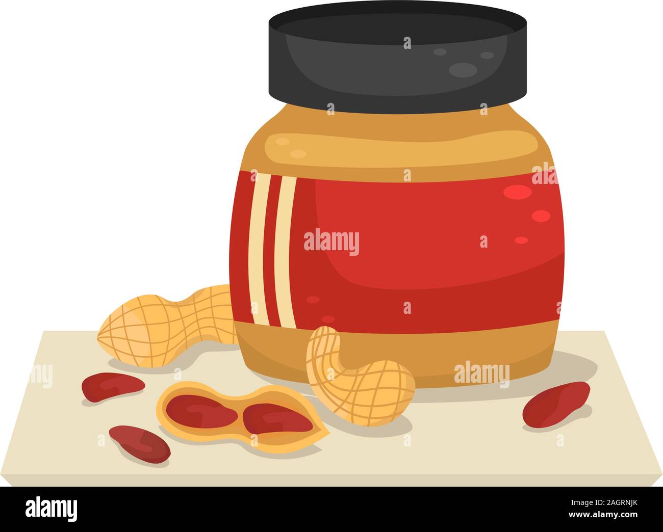 Vector illustration with a jar of peanut paste and peanuts near it ...